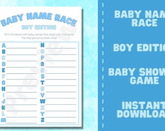 Blue Elephant Baby Name Race Baby Shower Game Boy Elephant Baby Name ...