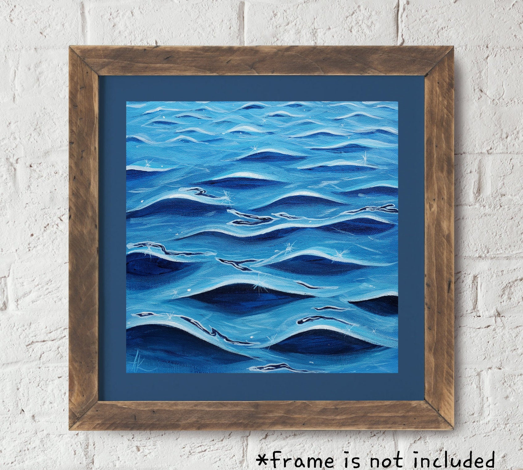 Ocean Water Painting on Canvas Panel 10x10 In, Original Water Wall Art ...