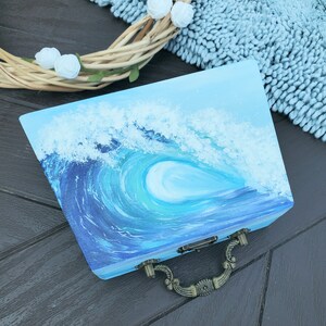 Jewelry box Ocean Wave Handpainted wooden box Beach decor | Etsy