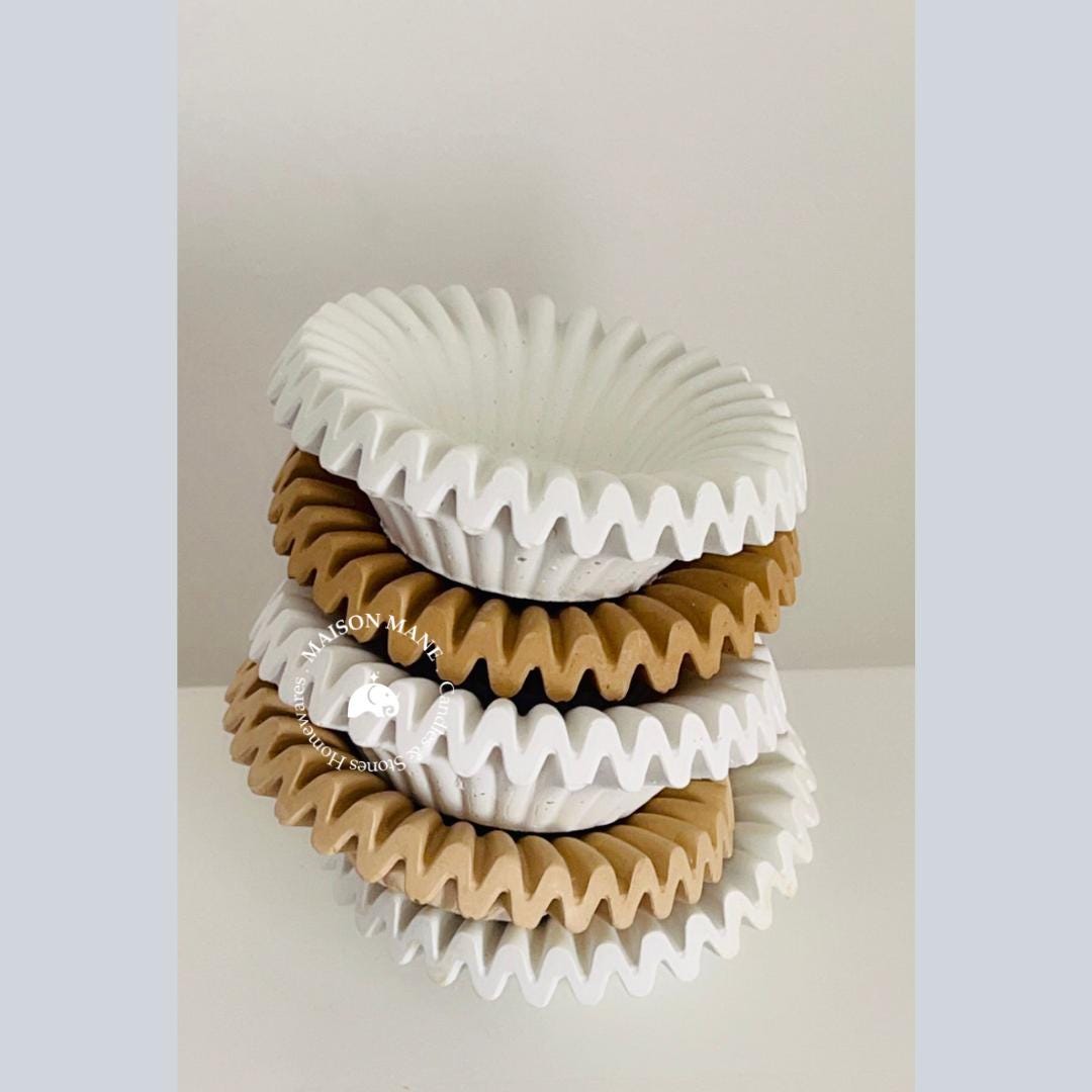 Neutral Jesmonite Riffled Ring Bowl Modern Trinket Dish - Etsy