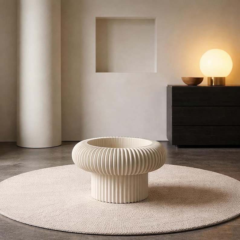 Jesmonite Pedestal Tray – Ribbed Modern Home Decor Bowl - Etsy