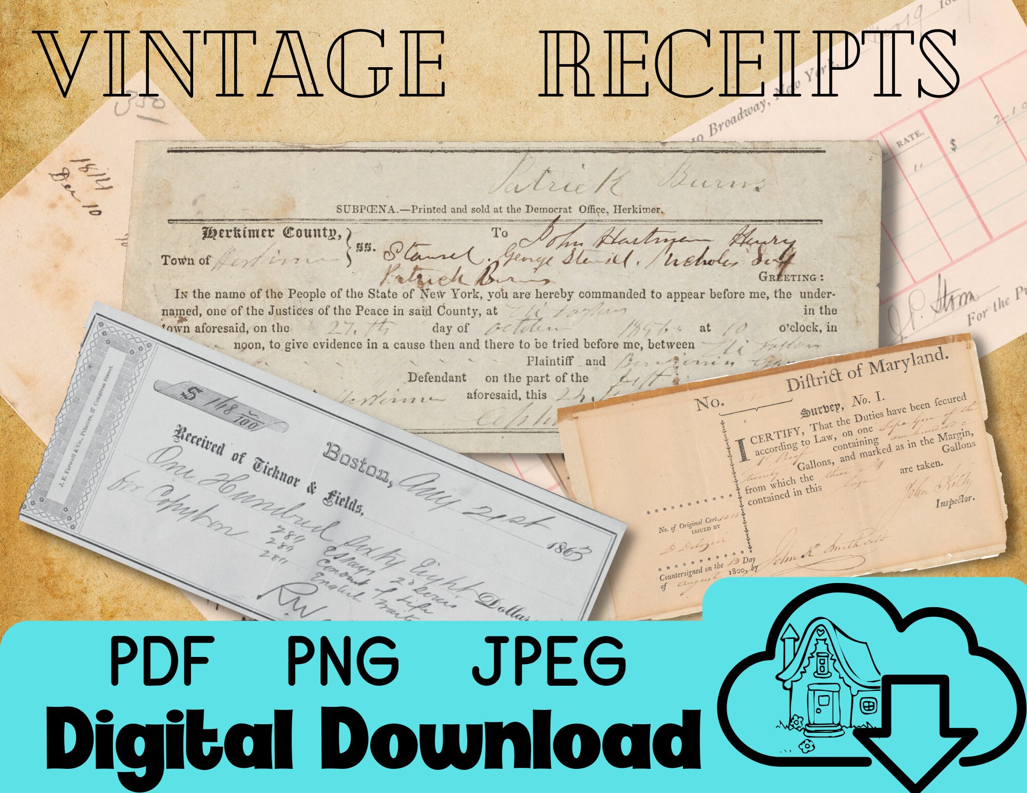 Paper Art & Collectibles ephemera receipts Assorted Antique receipts ...