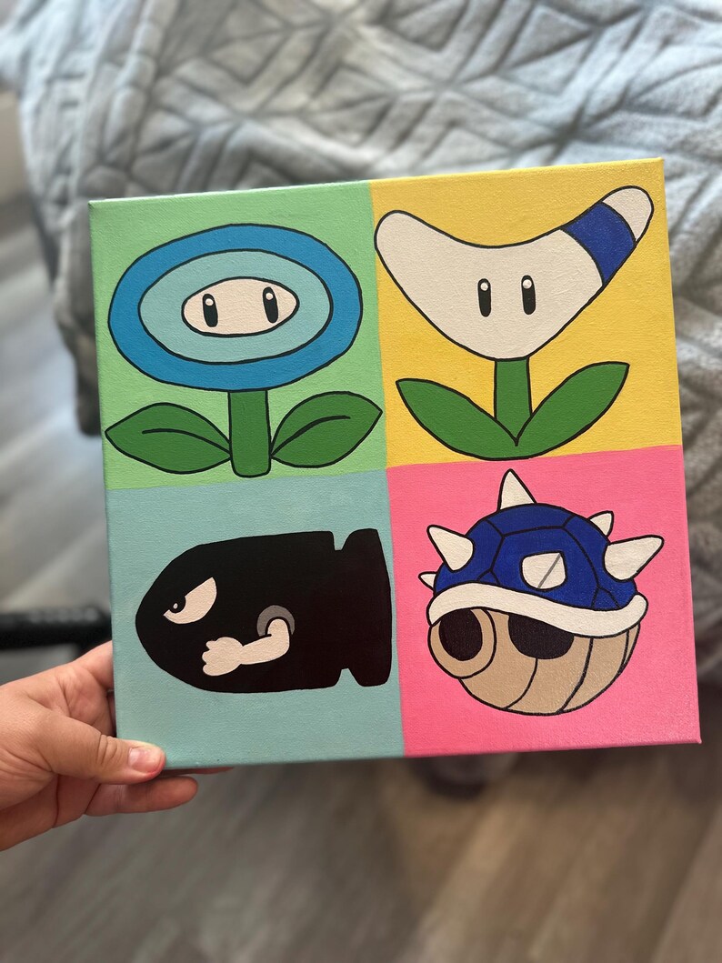 Mario Power up Painting Arcrylic, 12 X 12 Inch Acrylic Canvas Painting ...