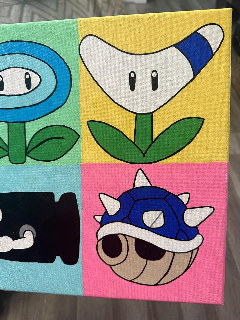 Mario Power up Painting Arcrylic, 12 X 12 Inch Acrylic Canvas Painting ...