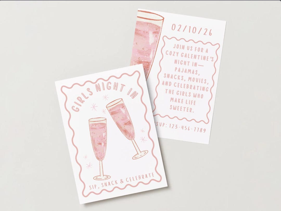 Galentine's Girls Night in Invitation Template, Editable Canva (digital ...