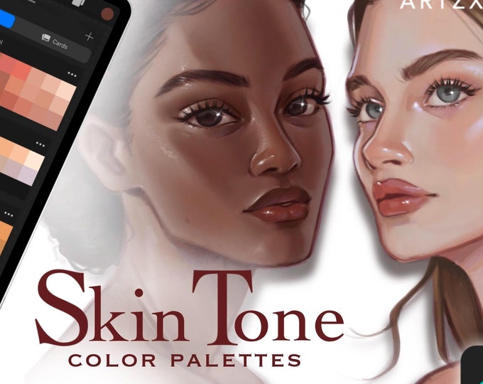 Skin Tone Palette for Procreate, 60 Realistic Skin Tone, Full Skin ...