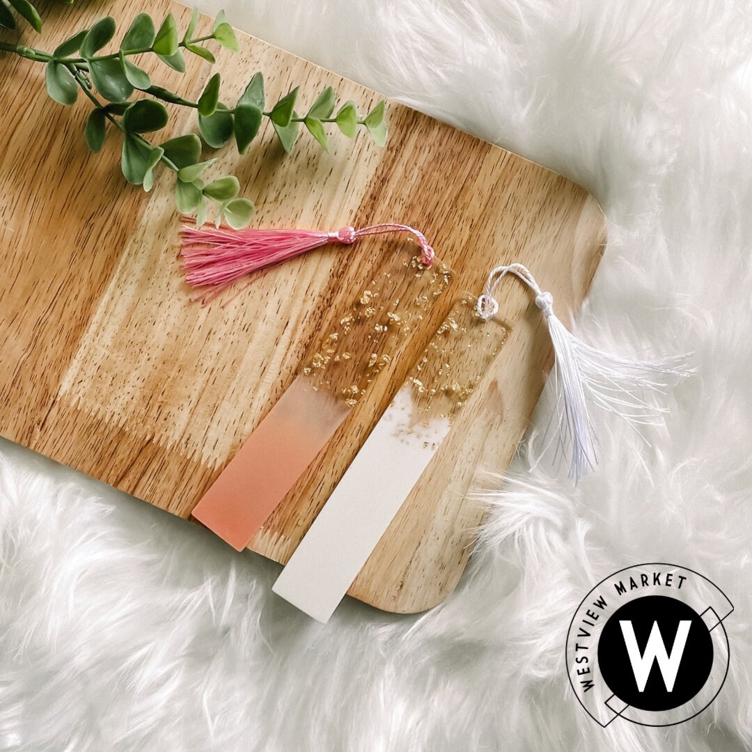 Peach or White With Gold Fleck Resin Bookmarks - Etsy