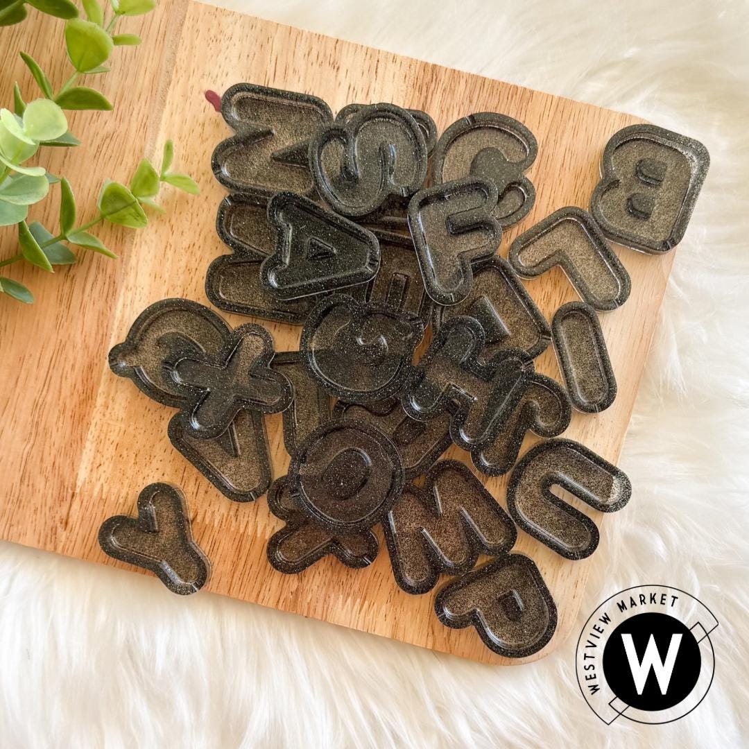 Black Glitter Resin Alphabet Full Set UPPERCASE - Etsy