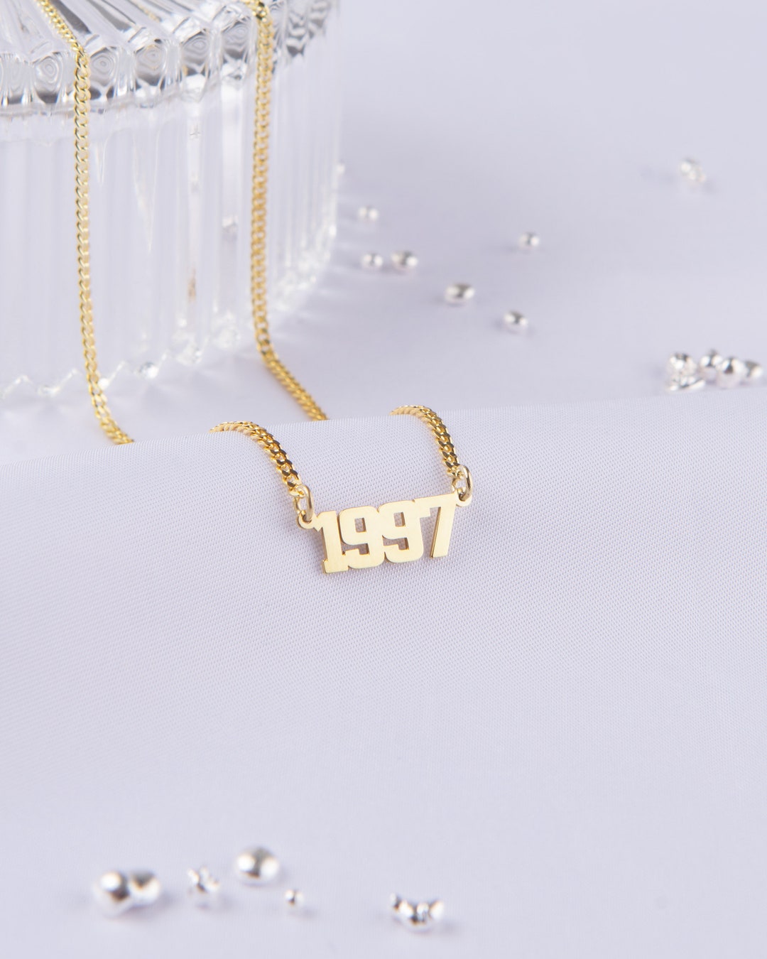 Birth Year Necklace, Year Necklace Gold, Custom Date Necklace, Name ...