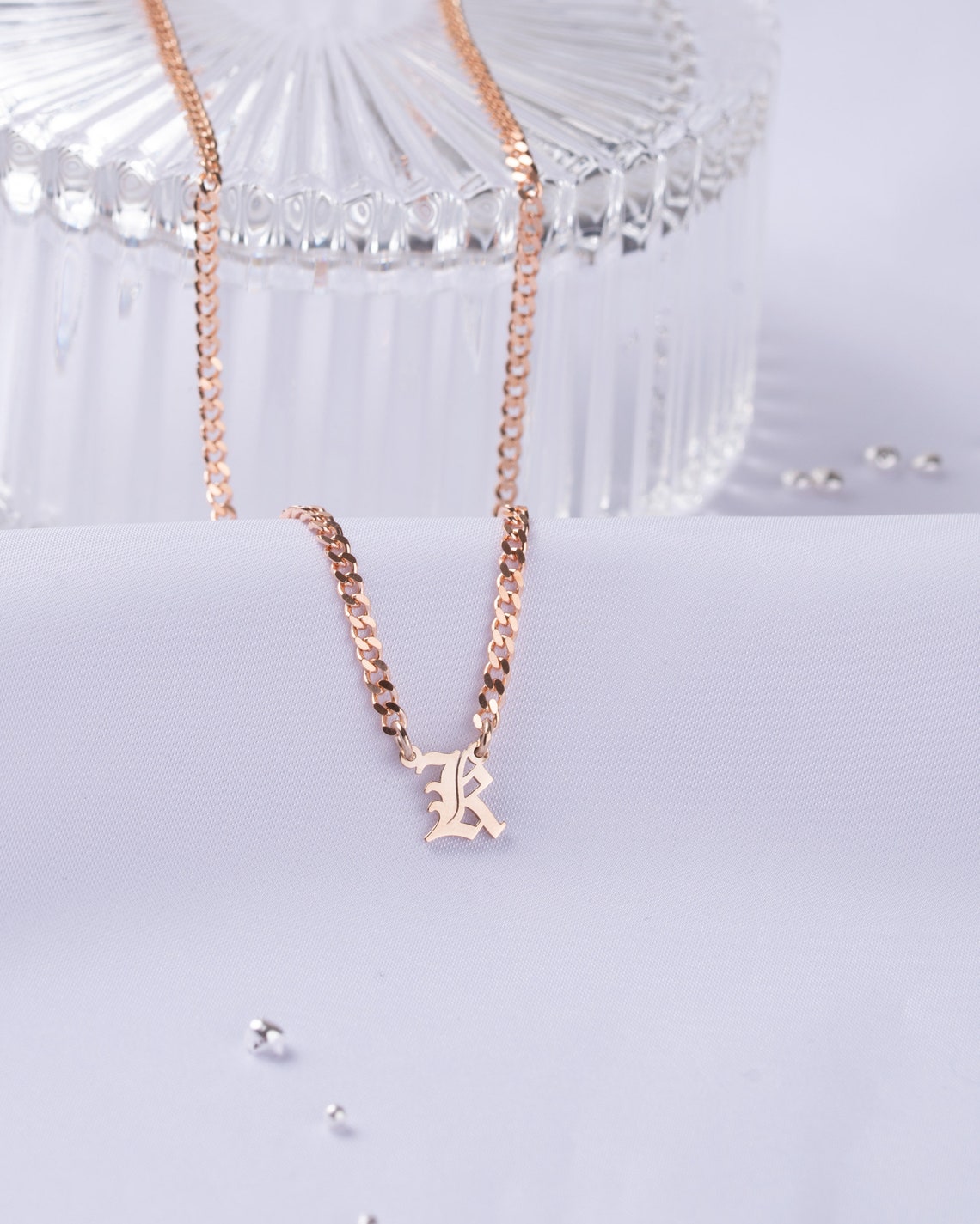 Curb Chain Letter Custom Initial Necklace Personalized | Etsy