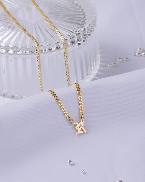 Curb Chain Letter Custom Initial Necklace Personalized - Etsy