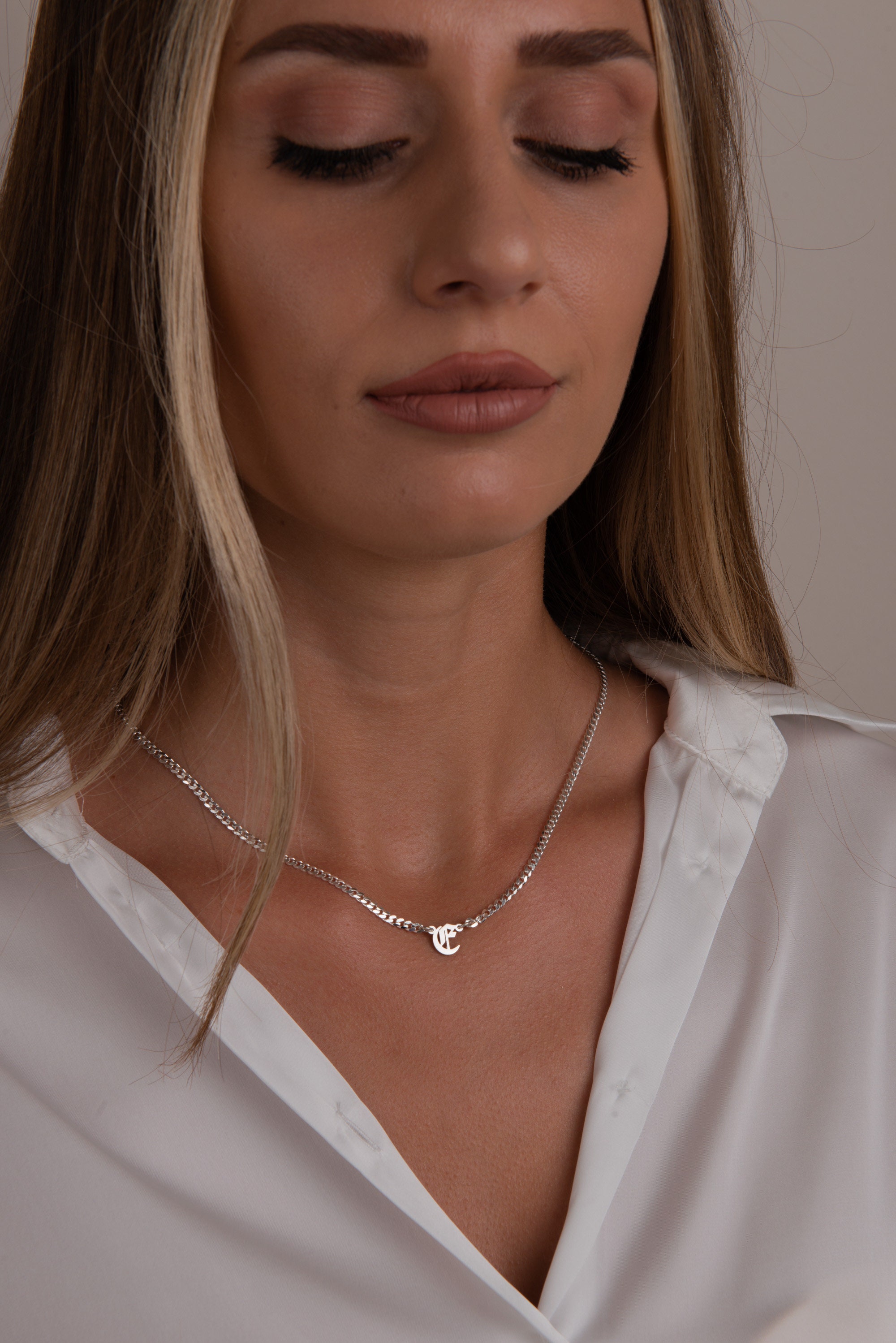 Curb Chain Letter Custom Initial Necklace Personalized | Etsy