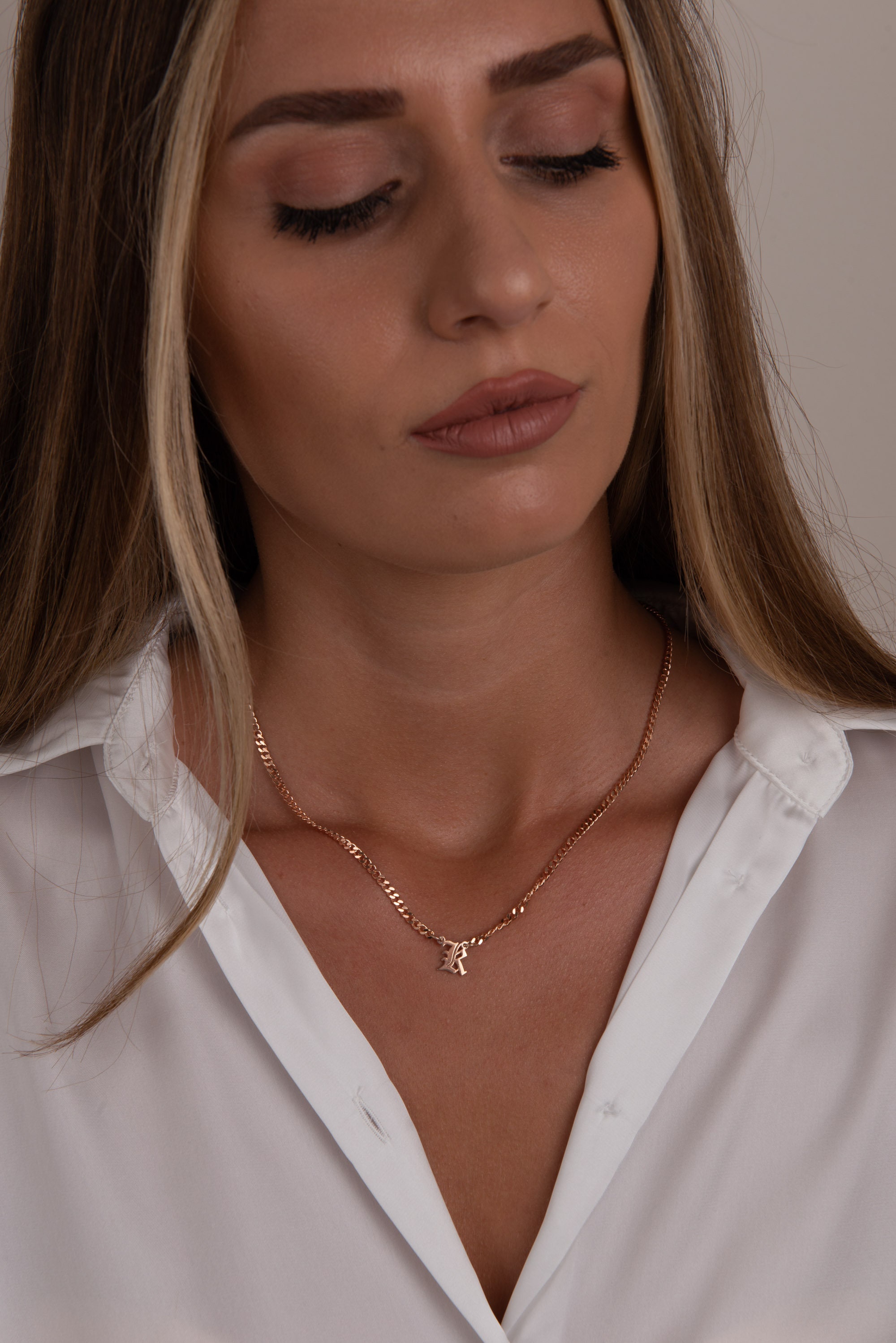 Curb Chain Letter Custom Initial Necklace Personalized | Etsy