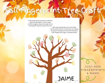 Fall Tree Handprint Craft, Fingerprint Craft, Fall Poem, Preschool ...
