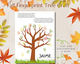 Fall Tree Handprint Craft, Fingerprint Craft, Fall Poem, Preschool ...