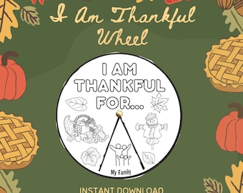 Thanksgiving Coloring Wheel I Am Thankful For Gratitude - Etsy