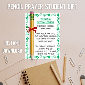 Pencil Prayer Gift Tag: Christian School Student Gift (digital Download ...