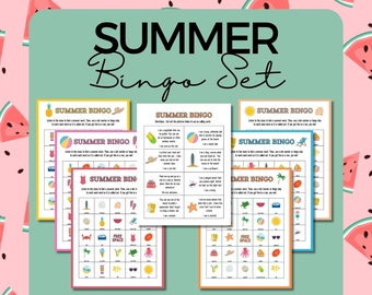 Summer Bingo, 30 Summer Bingo Cards, Summer Activity, Summer Game, Kid ...