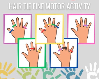 Finger Activity With Hair Ties, Fine Motor Skills, Homeschool Worksheet ...