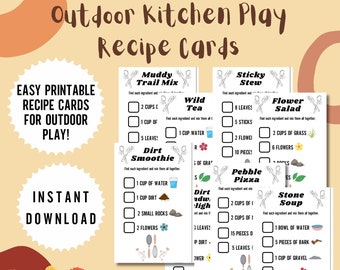 Mud Kitchen Recipe Flash Cards: Outdoor Kids Activities (printable) - Etsy
