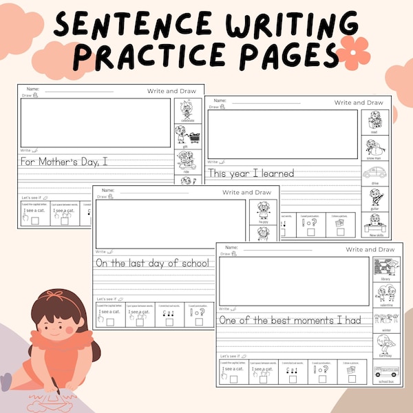 Sentence Writing Worksheets - Etsy