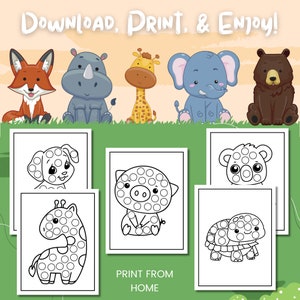 Animal Dot Marker Printables, Dot Marker Coloring Pages, Do A Dot ...