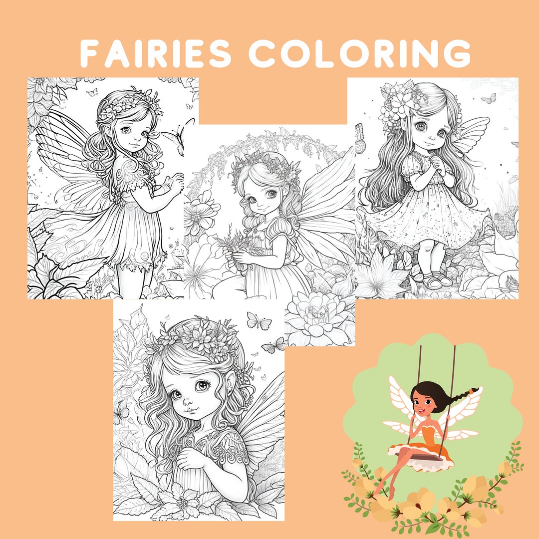 Magical Fairy Coloring Pages Adorable Coloring Books Fairy - Etsy