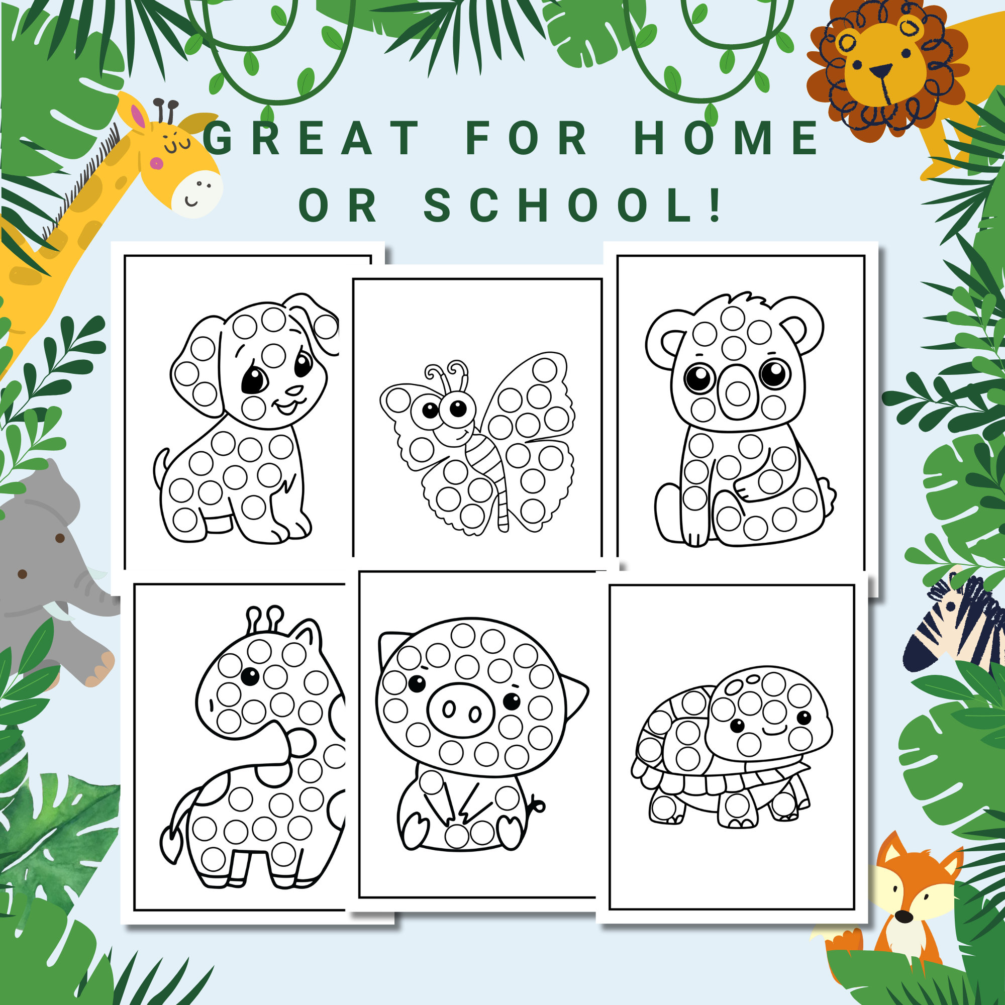 Animal Dot Marker Coloring Pages: Kids Activity Book (digital Download ...