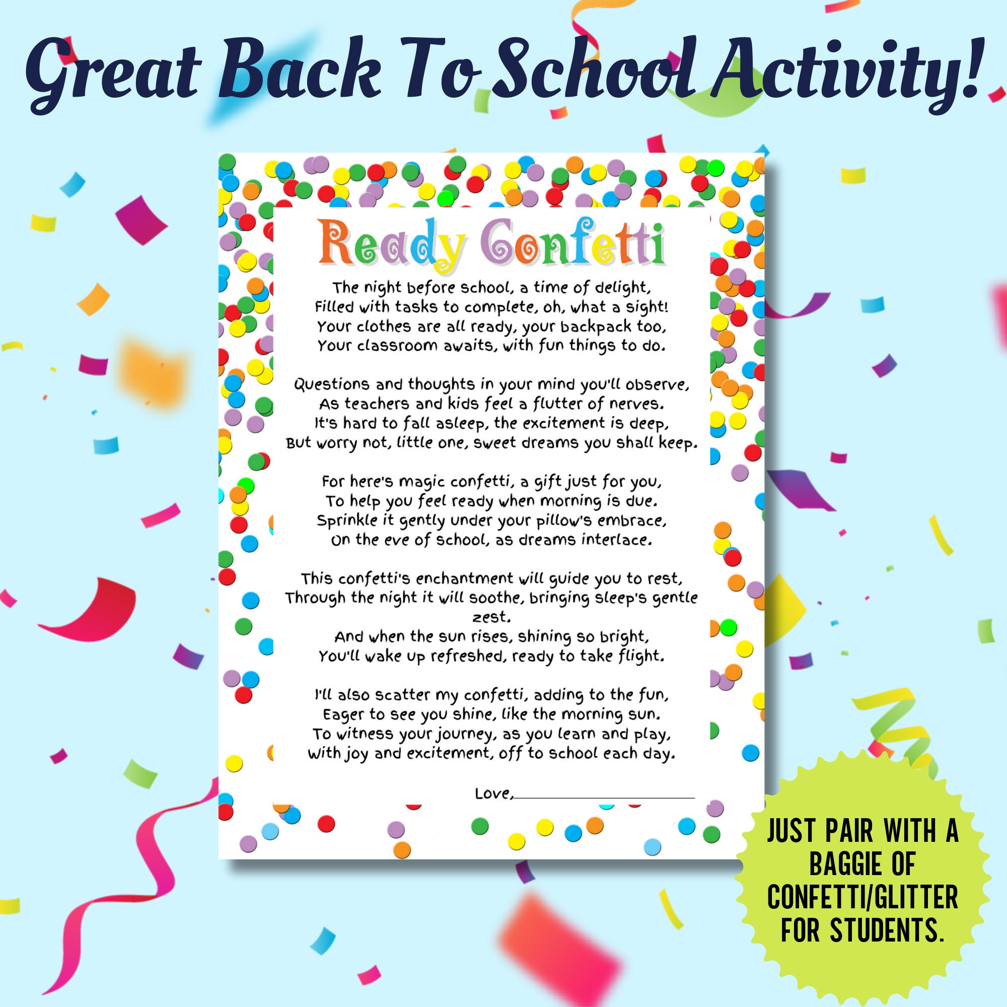 Ready Confetti - Meet the Teacher Kit With Jitter Glitter and Welcome ...