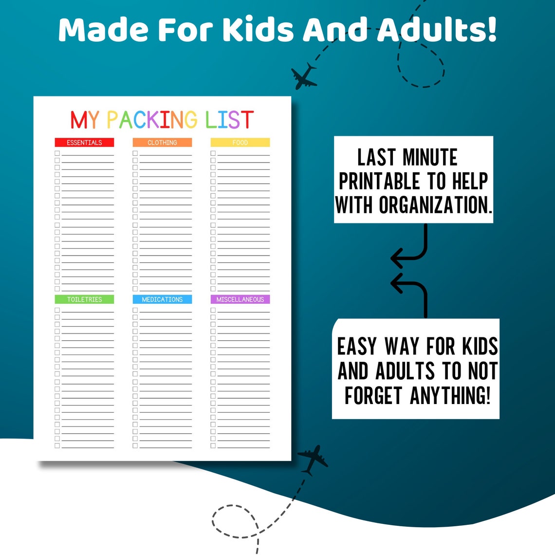 Kids Packing List Packing List Template Vacation Packing - Etsy