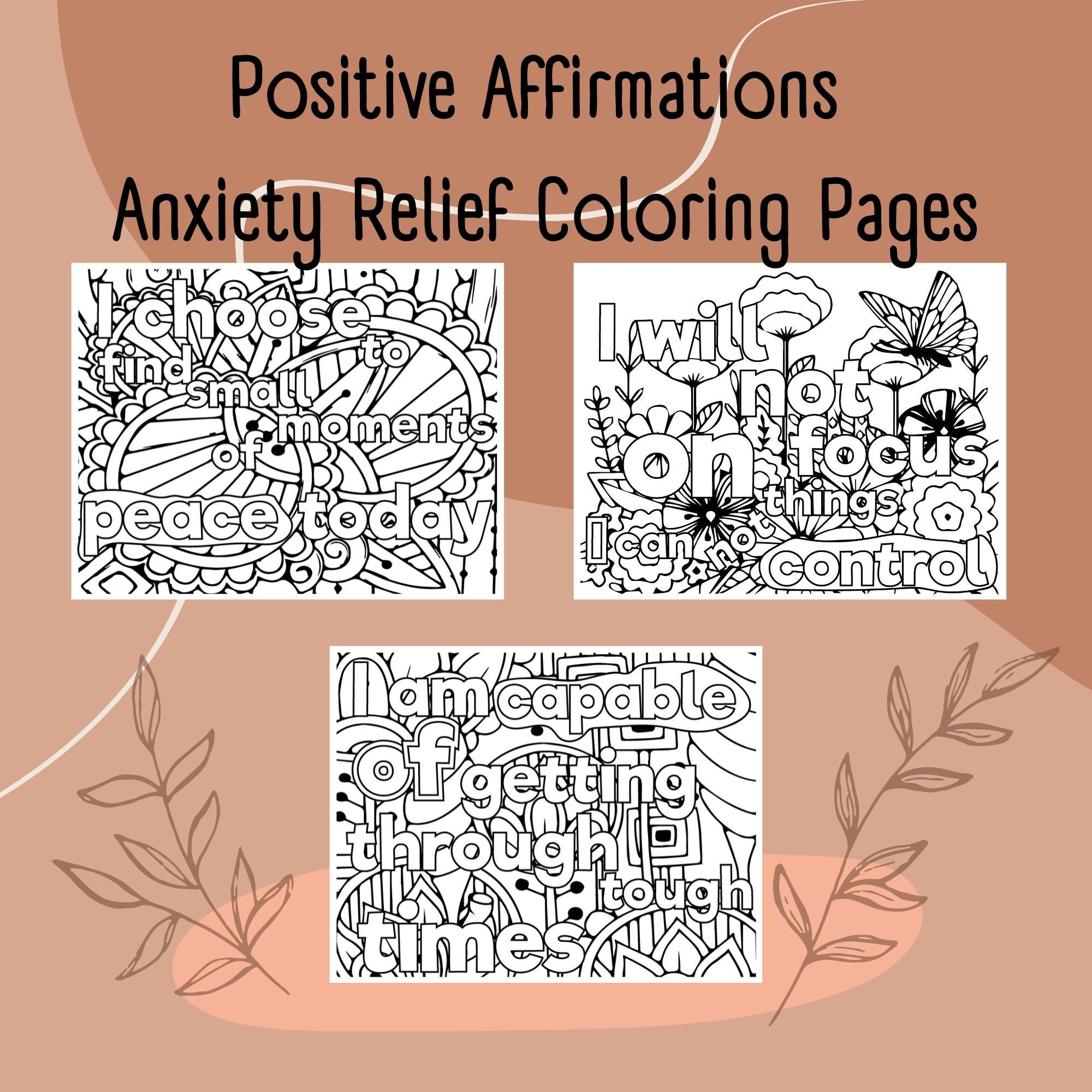 Anxiety Relief Coloring Pages: Positive Affirmations (digital Download ...