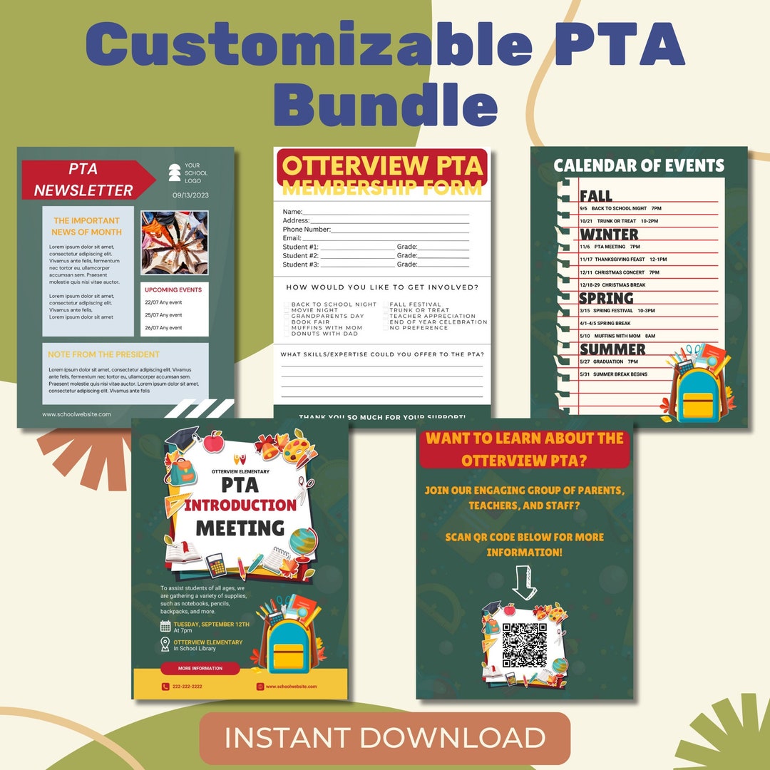 PTO Mom Era, School Pto Information Forms, Editable Pta Pto Bundle ...
