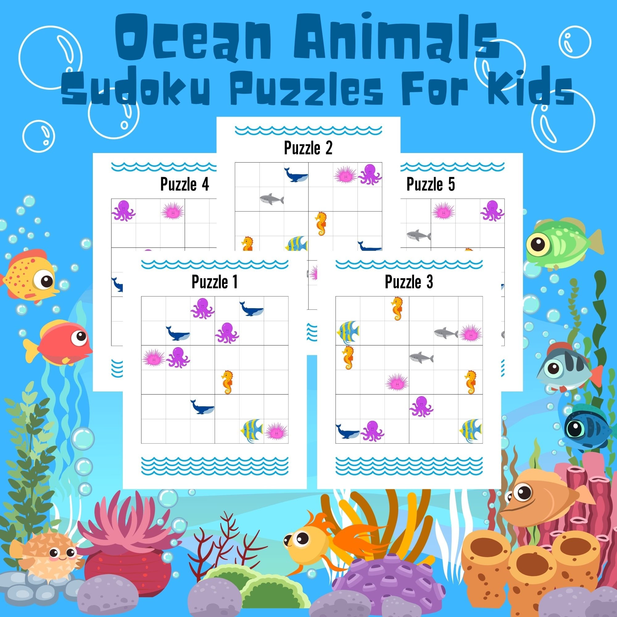Picture Sudoku, Sudoku Puzzles, Ocean Animals Printable, Printable ...