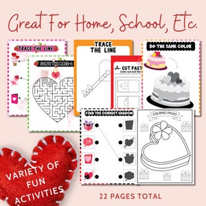 Printable Valentine’s Day Preschool Activity Bundle, Trace the Line ...