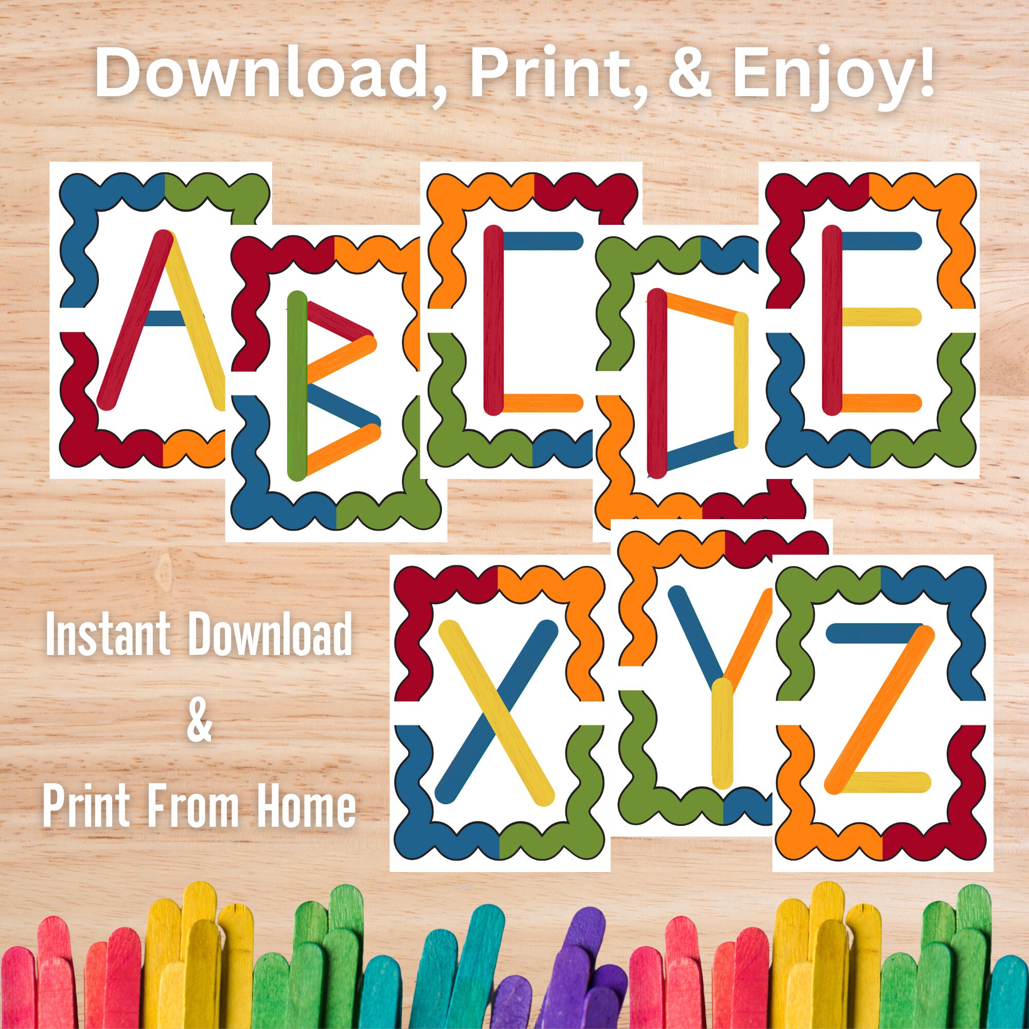 Craft Sticks Alphabet Activity Set, Popsicle Stick Activity, Letter ...