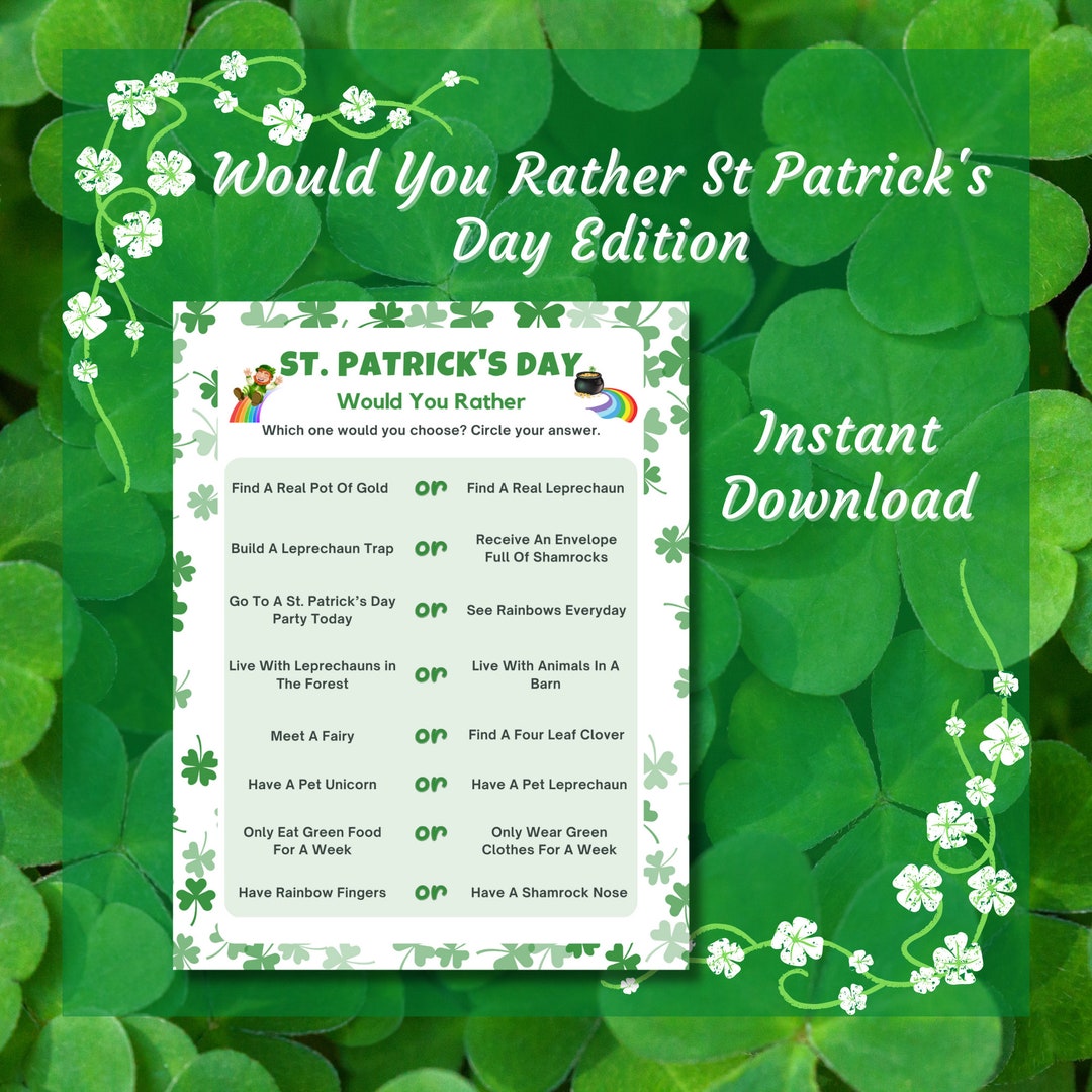 St Patricks Day Would You Rather, St Paddys Day Game,would You Rather ...