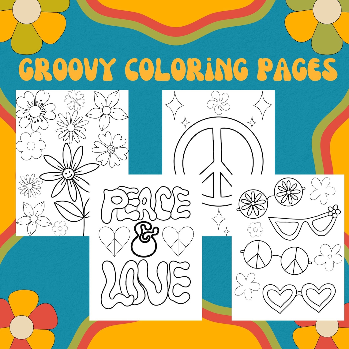 Groovy Coloring Pages,be Groovy Be Very Groovy, Color Study Printable ...