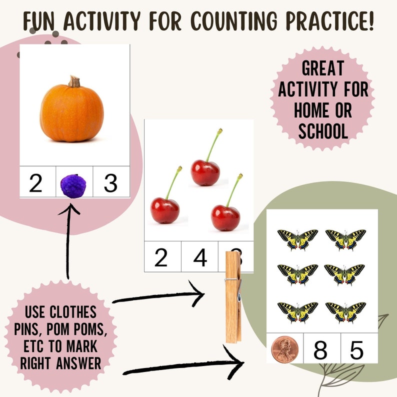 Number Recognition Numbers in Nature Numbers 1-20 Count and - Etsy