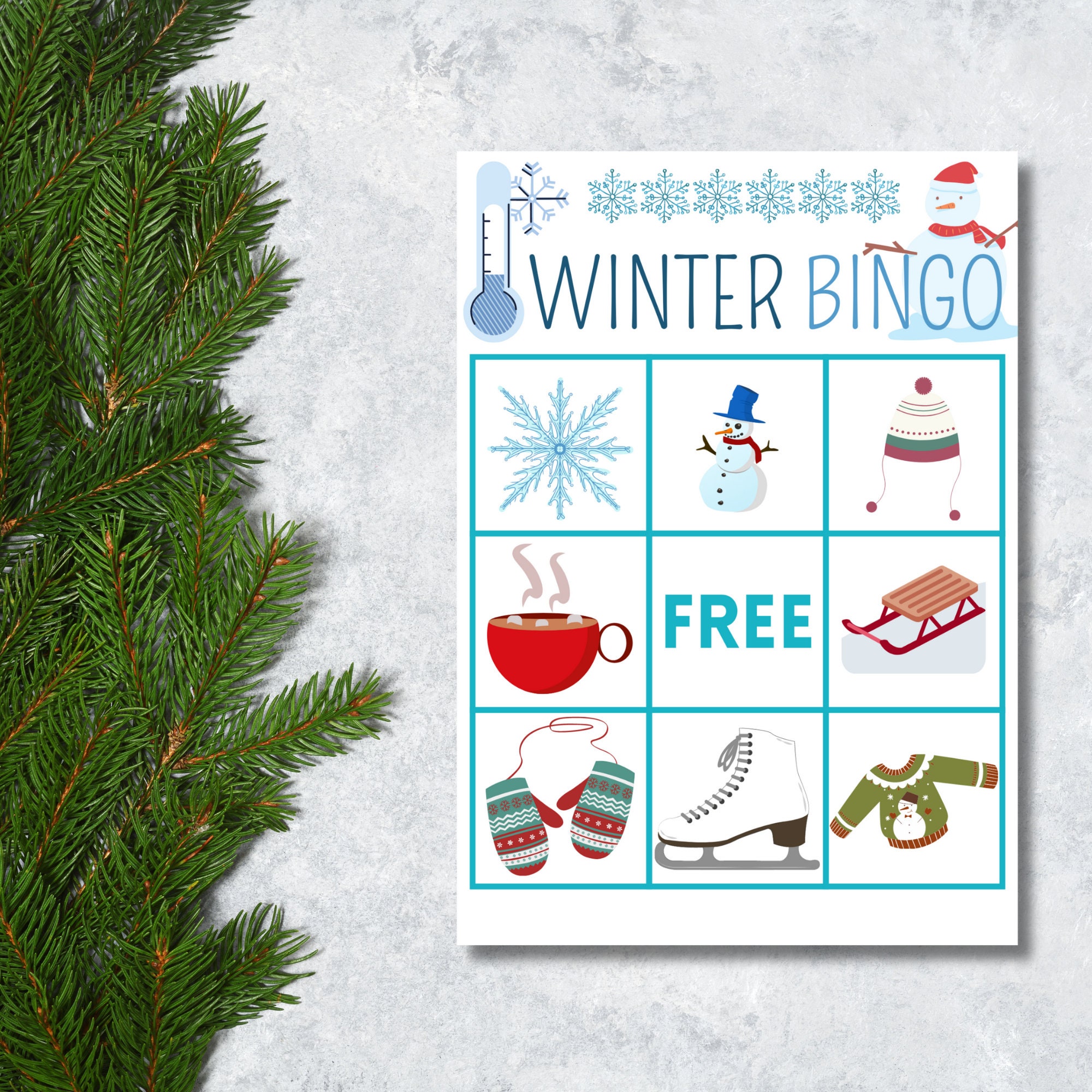 Winter Bingo Board, Printable Winter Bingo Cards,snow Day Game,winter ...