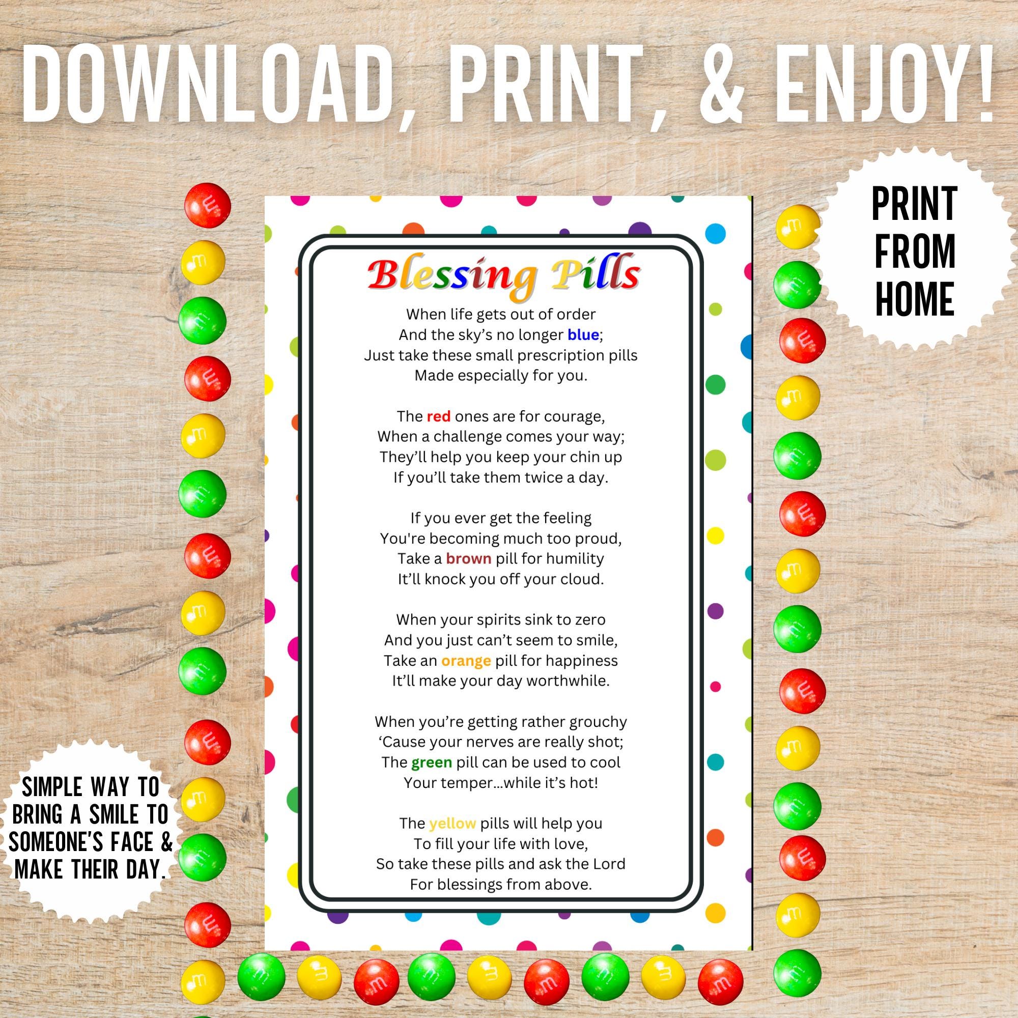 Blessing Pill Tags: Christian Poem Candy Favor (printable Tag) - Etsy