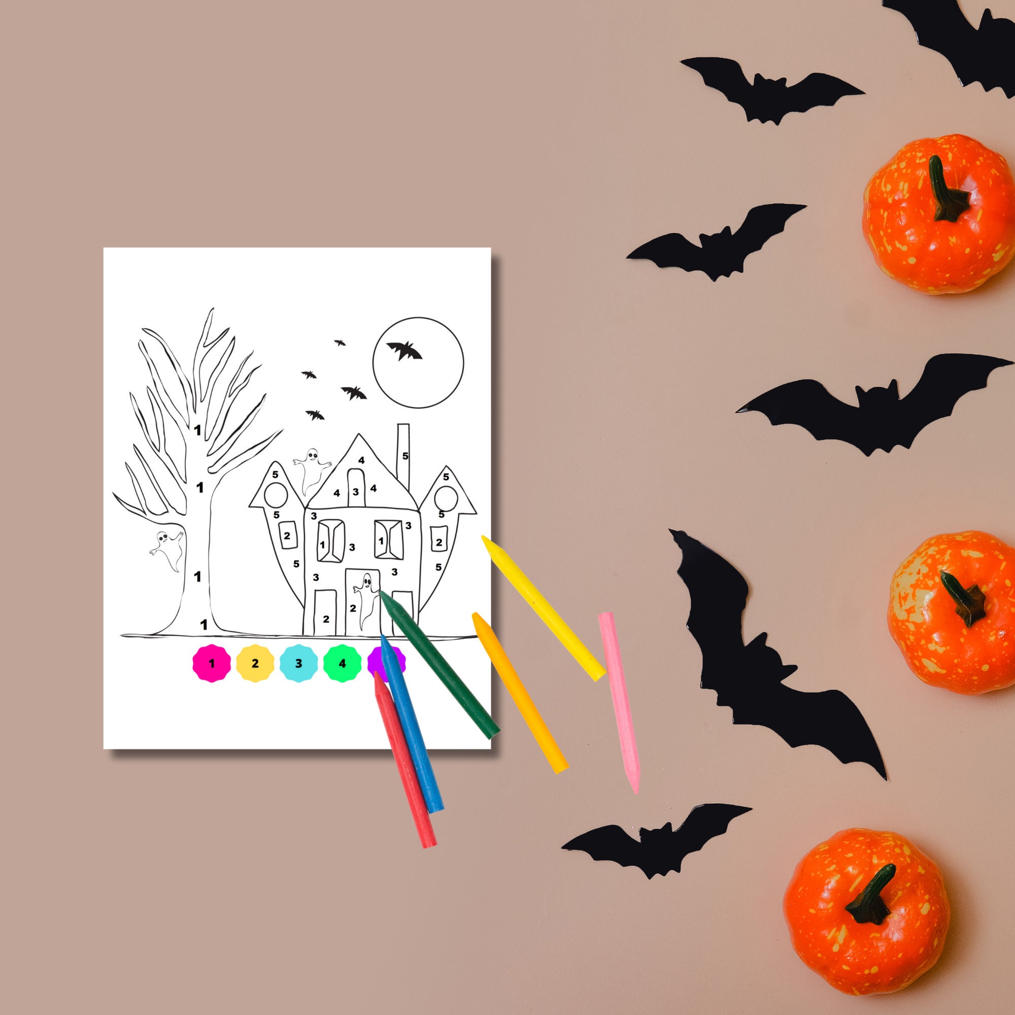Halloween Color by Number: Spooky Kids Activity (digital Download) - Etsy