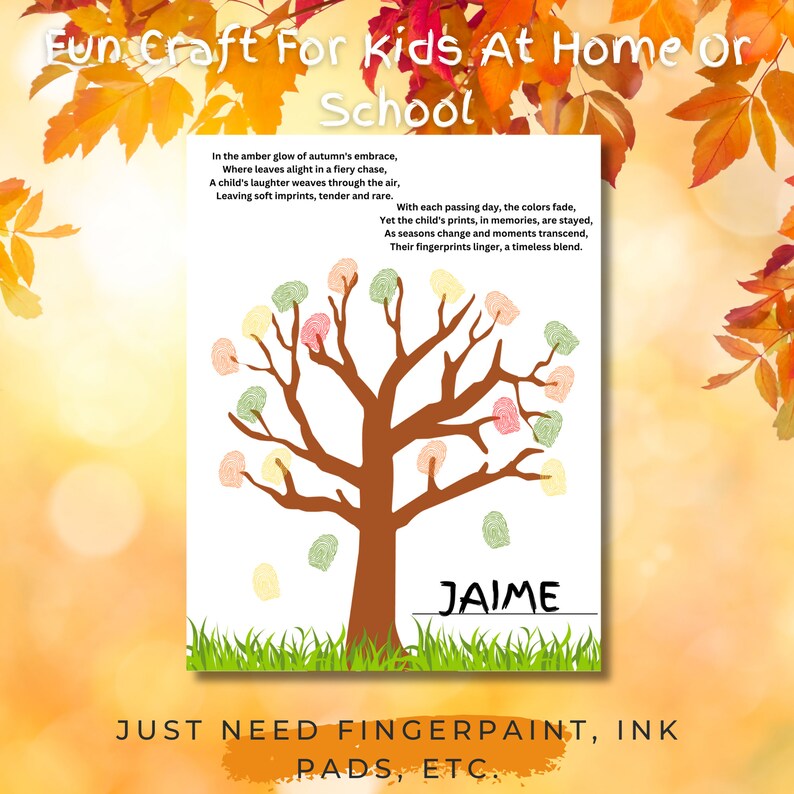 Fall Tree Handprint Craft, Fall Poem, Finger Painting, Fingerprint ...
