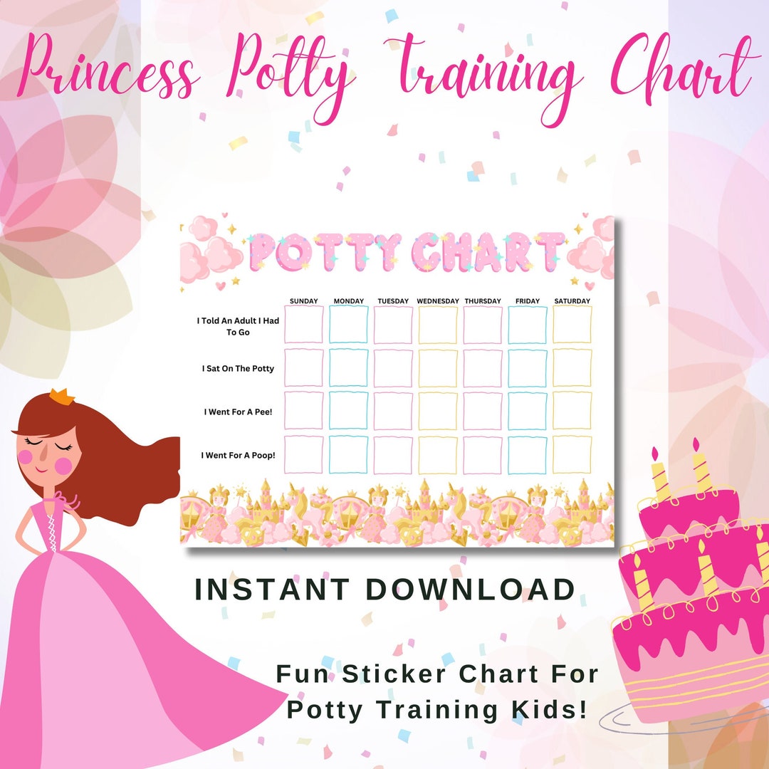Princess Potty Chart,princess Sticker Chart,girl Potty Training ...