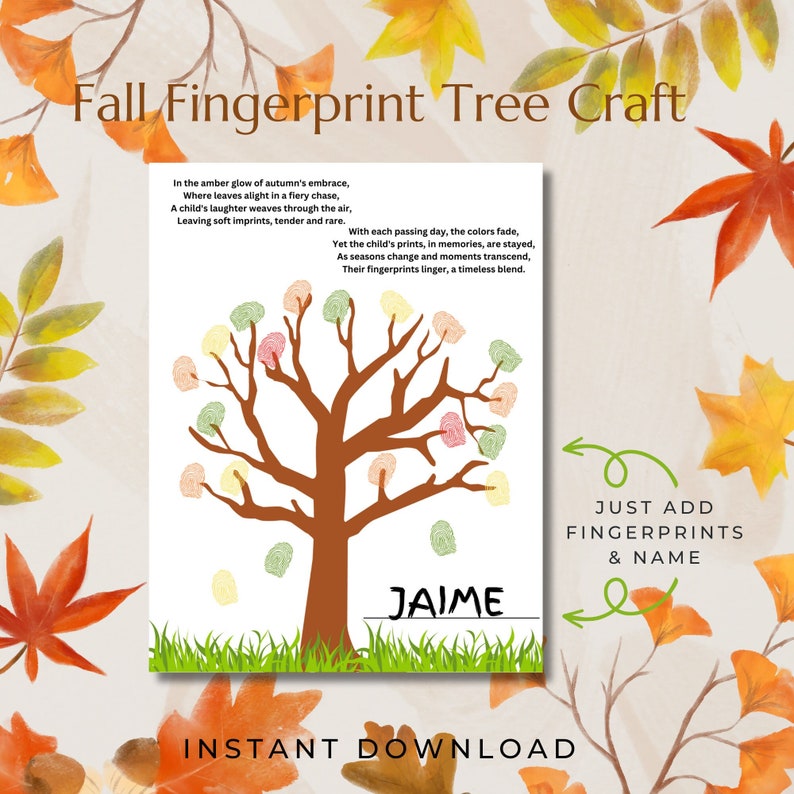 Fall Tree Handprint Craft, Fall Poem, Finger Painting, Fingerprint ...