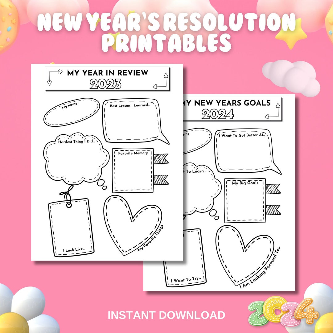 New Years Activity Sheet,kids New Years Resolution Printable,new Years ...