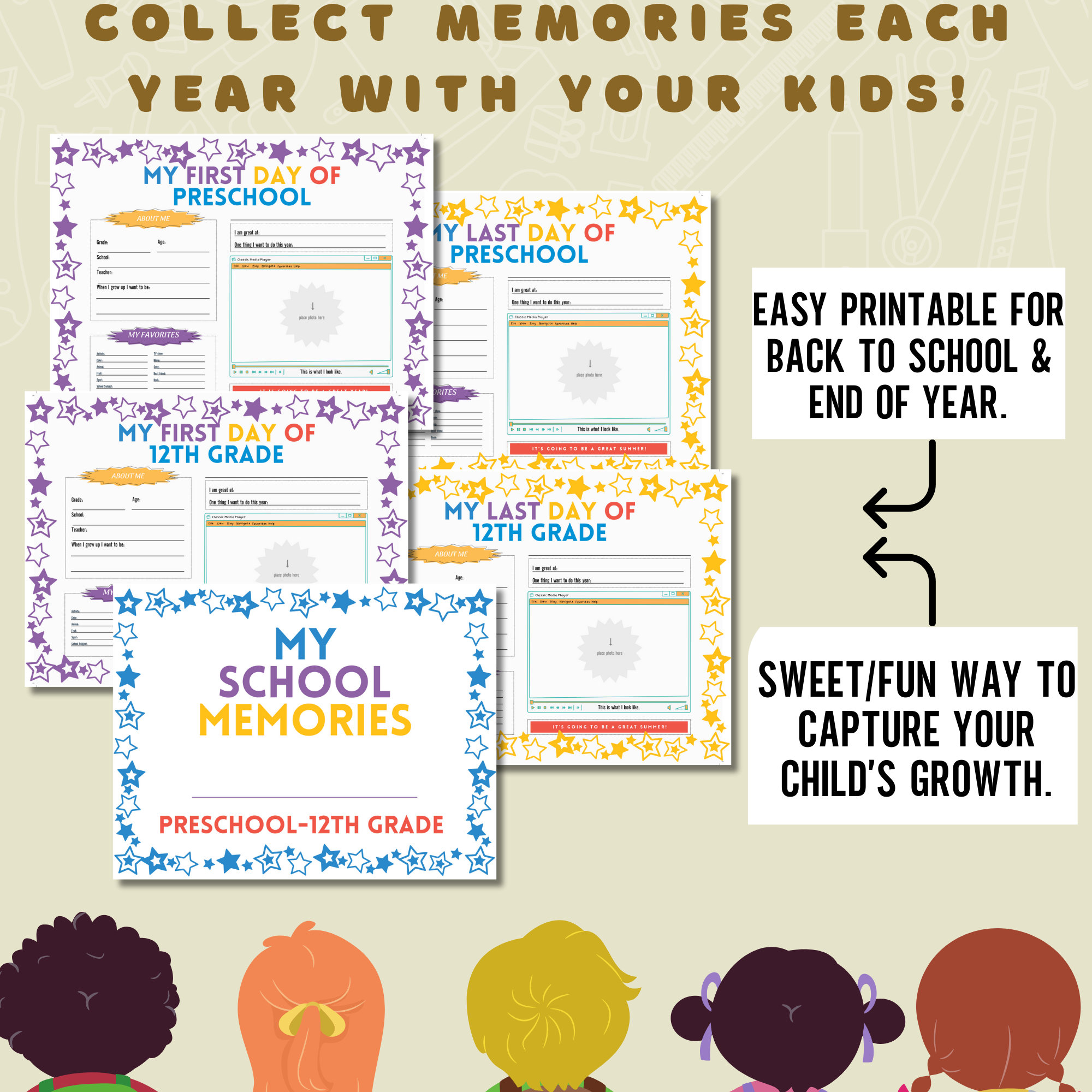 School Memory Box, School Memory Book, Kids Keepsake Journal, School ...