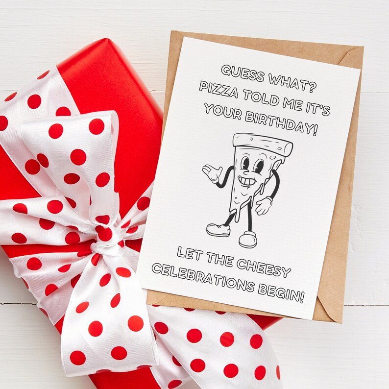 Pizza Birthday Card, Color Your Own Card,coloring Birthday Card,diy ...