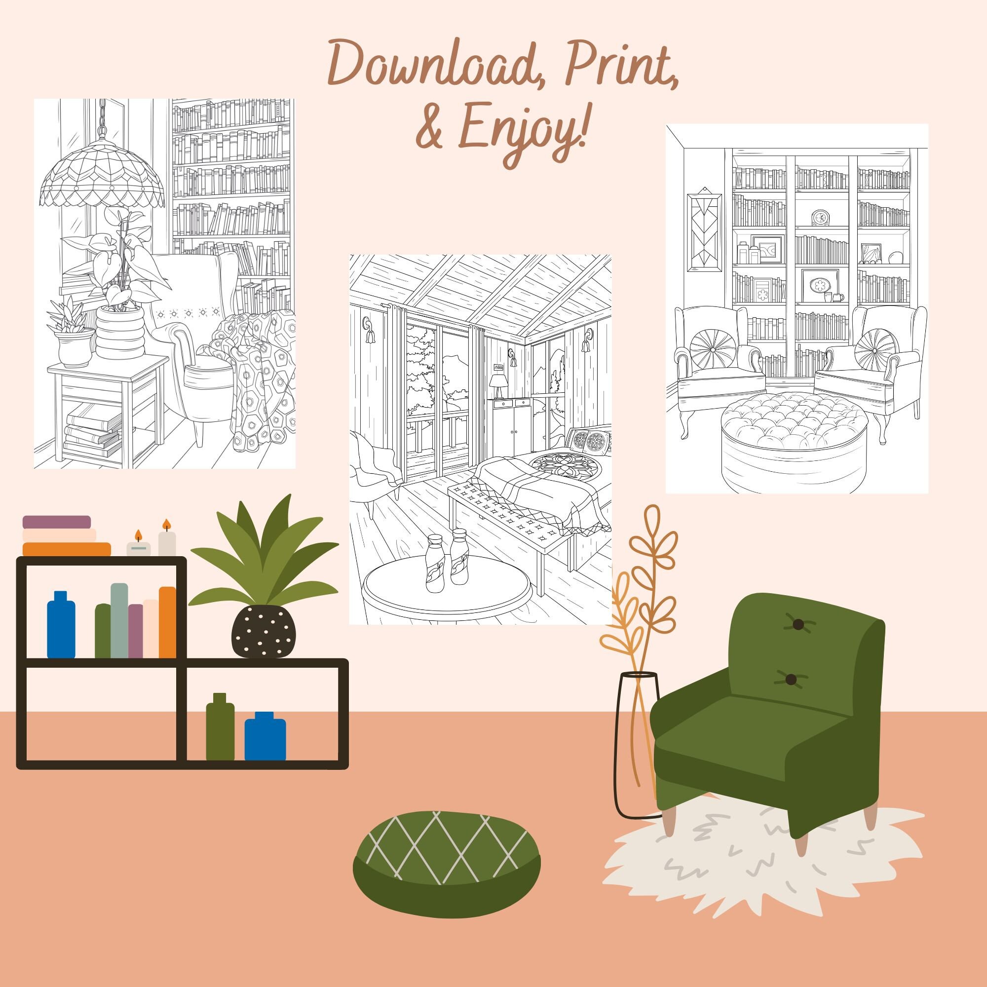 Interior Coloring Printables, Interior Coloring Book, Interior Coloring ...