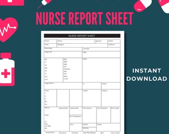 Nurse Report Sheet, RN Handoff Tool, Medical Surgical Telemetry ...
