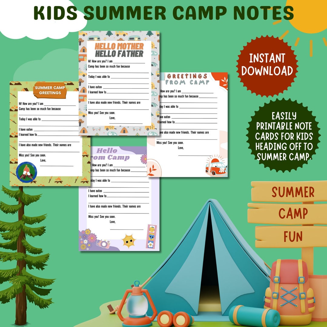 Summer Camp Notes for Kids: Fill-in Postcards (digital Download) - Etsy